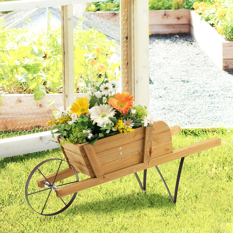 August Grove® Brynesha Pine Wheelbarrow Planter & Reviews | Wayfair